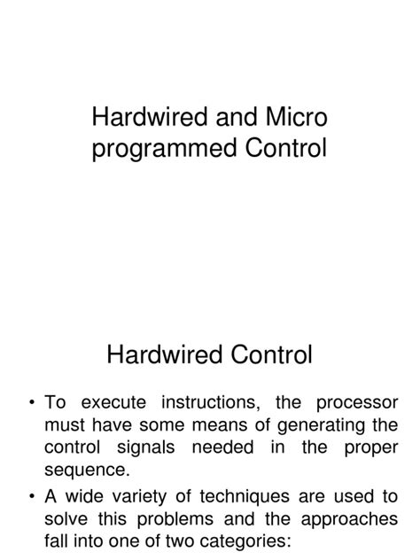 Hardwired And Microprogrammed Control Unit Organization Pdf