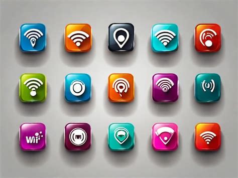 Premium Photo Electronic Device Wireless Internet Connection Wifi Symbols Glossy Icons Or