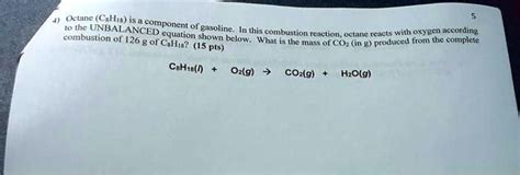 Solved The Combustion Of 126 G Of C8h18 Produces 15 Moles Of Co2 And 9 Moles Of H2o