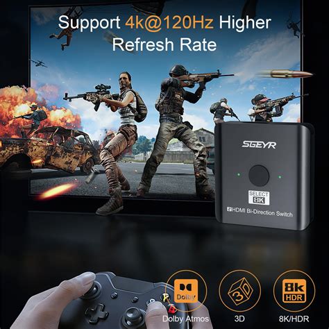 Sgeyr Bi Directional Hdmi Switcher 2 In 1 Out Hdmi Splitter 2 In 1 Out 8k Bidirectional