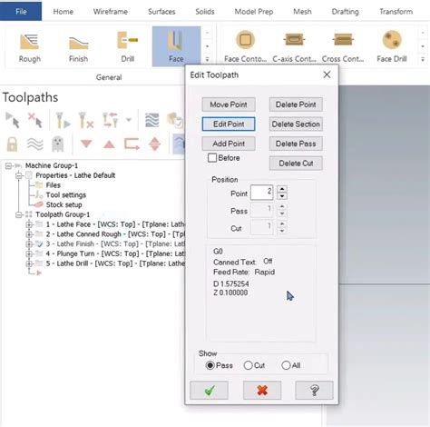 how to manually edit a mastercam toolpath behavior