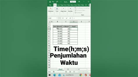 Penjumlahan Waktu Shortsexcel Youtube