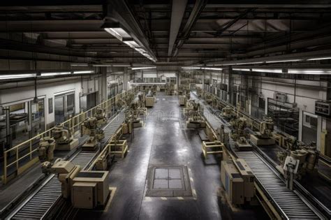 A Factory Floor With Robots And Other Automated Equipment Performing The Work Once Done By