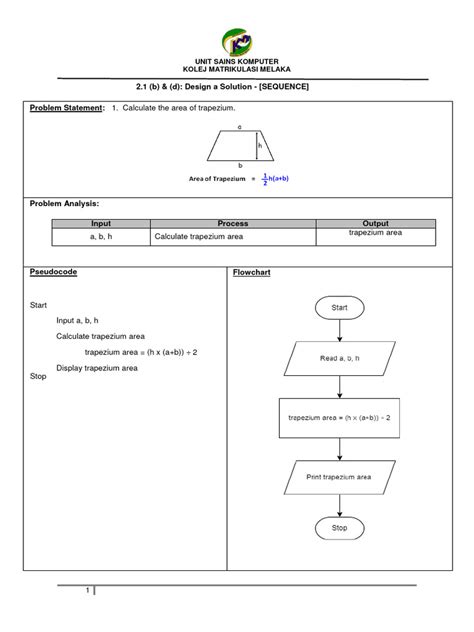 2 1 B And D Tutorial Question Design A Solution Answer Scheme Pdf