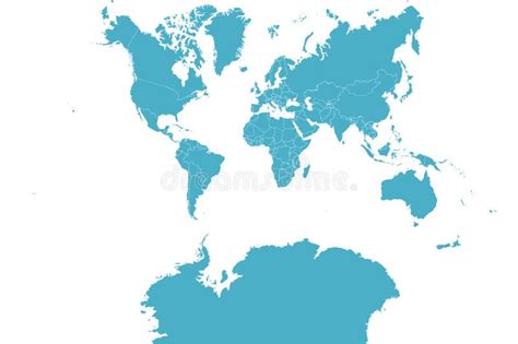 World Map With Country Boundary In World Aitoff Coordinate System Stock