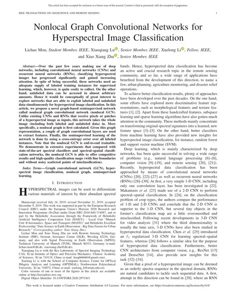 Pdf Non Local Graph Convolutional Networks For Hyperspectral Image Classification