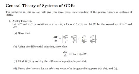 general theory of systems of odes the problems in