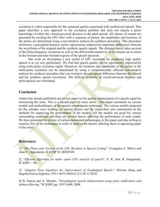 LPC Models And Different Speech Enhancement Techniques A Review PDF