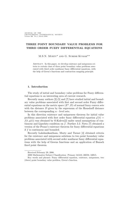 Pdf Three Point Boundary Value Problems For Third Order Fuzzy Differential Equations