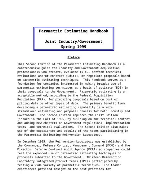 Doc Parametric Estimating Handbook Dokumentips