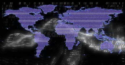 World Map With Binary Code And Data Processing Image Over Digital