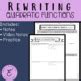 Rewriting Quadratic Functions By Erin S Essential Equations TPT