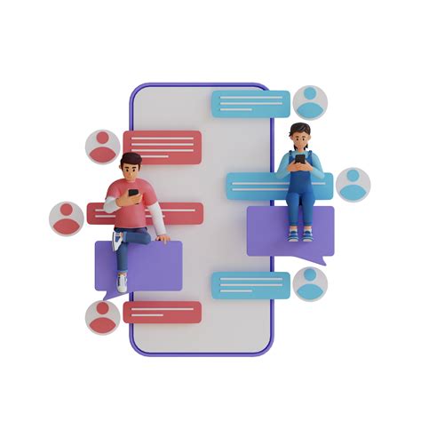 Man And Woman Send A Message Via Mobile 3d Character Illustration 11345116 Png