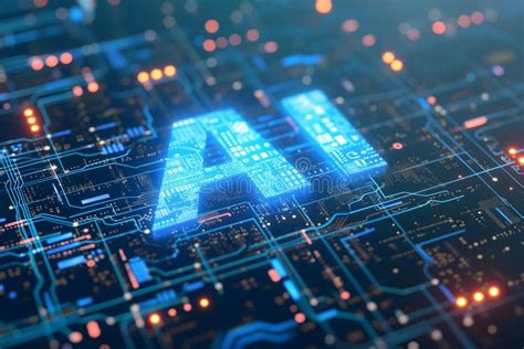 Word Ai Artificial Intelligence Circuit Board With Blue And Orange