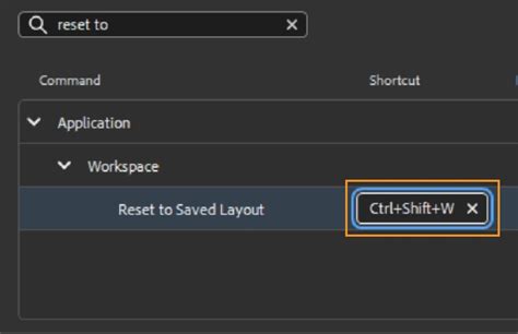 keyboard shortcuts panel in adobe bridge