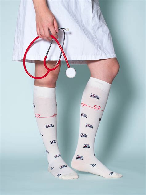 Compression Stockings Bamboo Cream With Ambulances