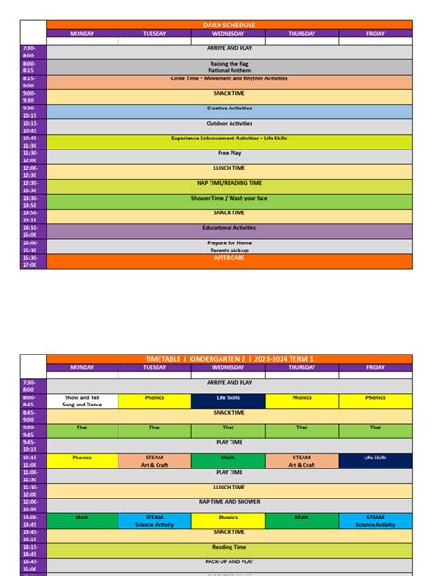 Nursery Schedule Pdf Art