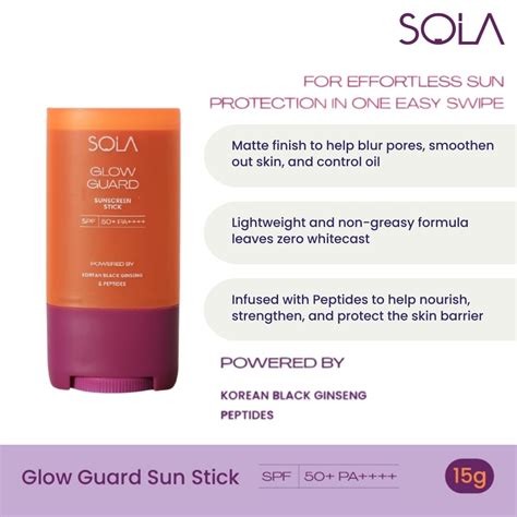 Sola Sola Glow Guard Sunscreen Stick Spf 50pa 15g Watsons