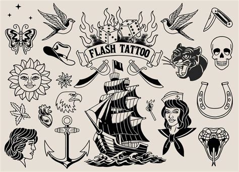 Tattoo Flash Sheet Vector Art Icons And Graphics For Free Download