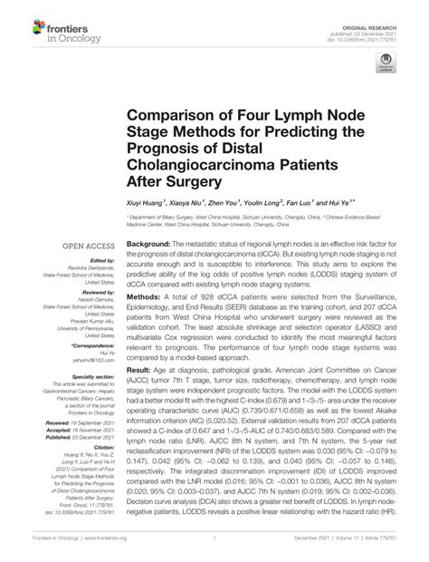 Pdf Comparison Of Four Lymph Node Stage Methods For Predicting The Prognosis Of Distal