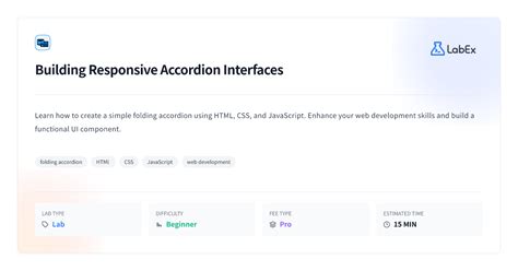 Build A Responsive Folding Accordion Html Css Javascript Labex
