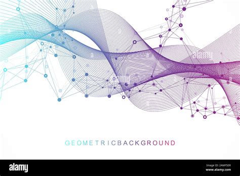 Abstract dynamic motion lines and dots background with colorful particles. Digital streaming ...