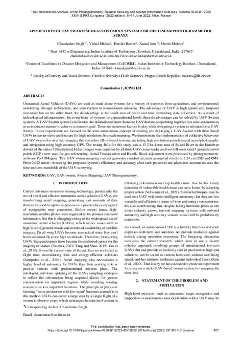 pdf application of uav swarm semi autonomous system for the linear