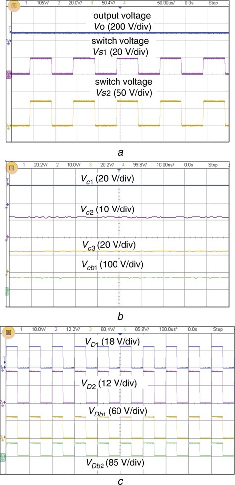 experimental waveforms 100 μs div a output voltage and switches s1