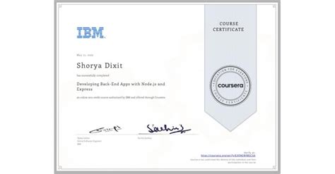 Completion Certificate For Developing Back End Apps With Nodejs And