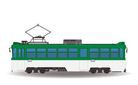 路面電車・チンチン電車 商用無料の車・乗り物フリーイラスト素材・ぬりえ ビークルイラスト