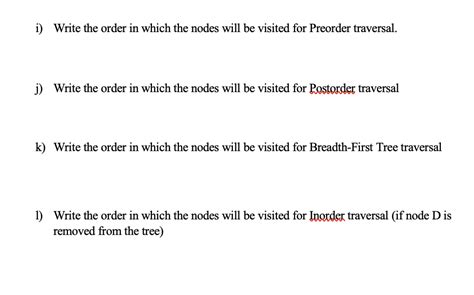 Solved For The Tree T Shown In Figure 1 Answer The Chegg Com