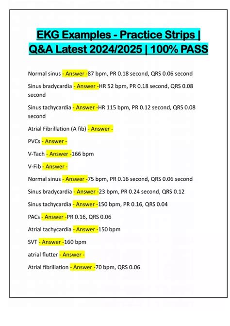 Ekg Examples Practice Strips Qanda Latest Update 20242025 Graded A