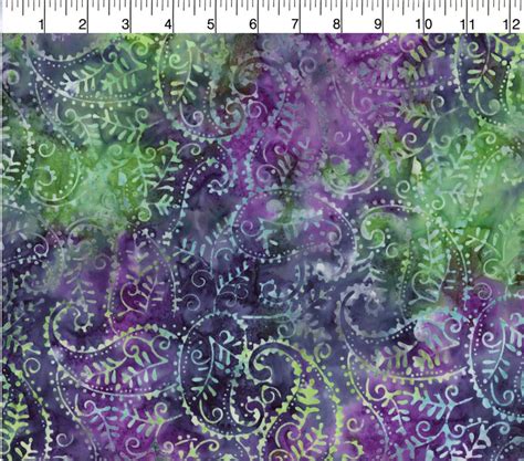 Java Packed Paisleys On Purple And Green Batik Premium Cotton Quilting