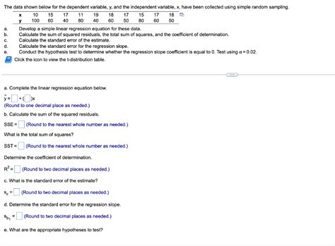 Solved A Develop A Simple Linear Regression Equation For
