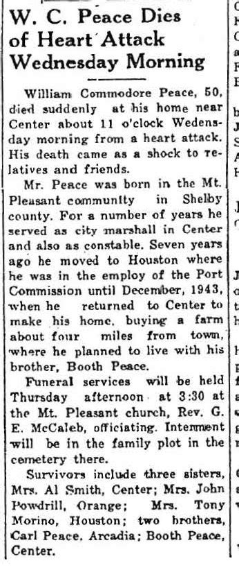 William Commodore Peace 1892 1944 Find A Grave Memorial