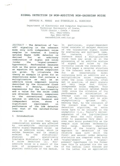 pdf signal detection in additive non gaussian noise
