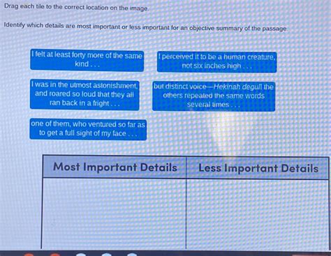Drag Each Tile To The Correct Location On The Image Identify Which Details Are Most Important