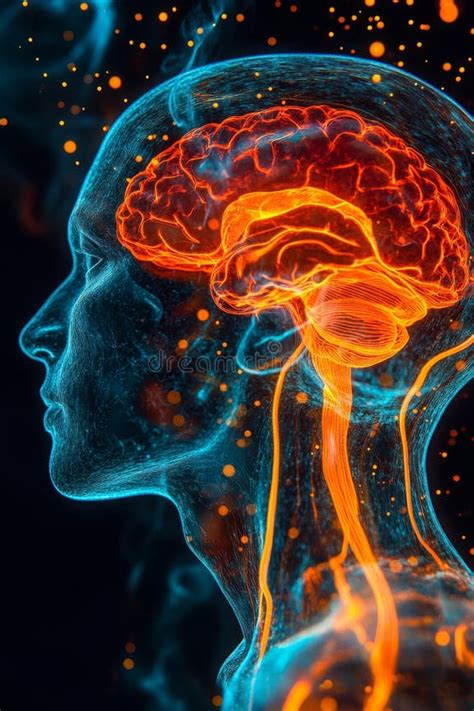 A Macro View Showcasing A Translucent Circuit Based Brain Within An Ai Head Illuminated By The