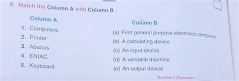 b match the column a with column b column a colúmn b 1 computers 2 p