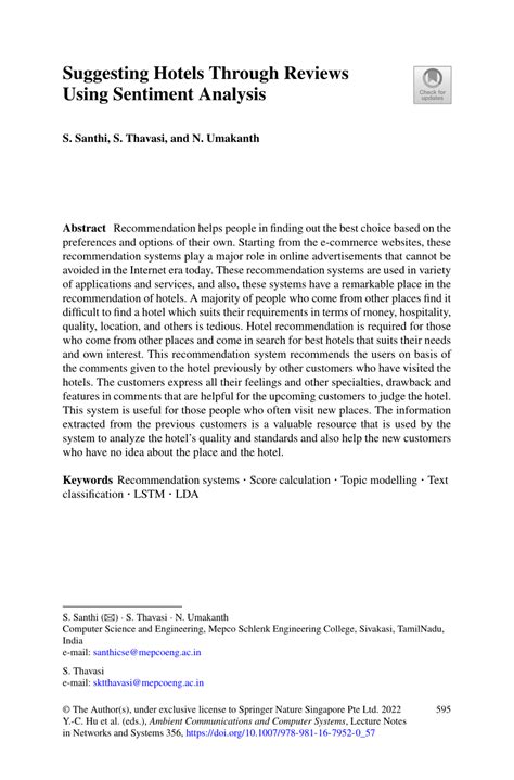 Pdf Suggesting Hotels Through Reviews Using Sentiment Analysis