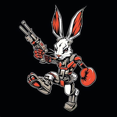 Premium Photo A Cartoon Rabbit With A Gun Pointing To A Gun