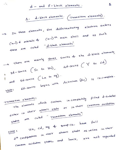 D And F Block Elements Transition Metals Chemistry