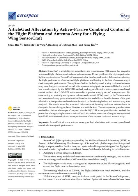 Pdf Articlegust Alleviation By Activepassive Combined Control Of The Pdf Articlegust Alleviation By Activepassive Combined Control Of The