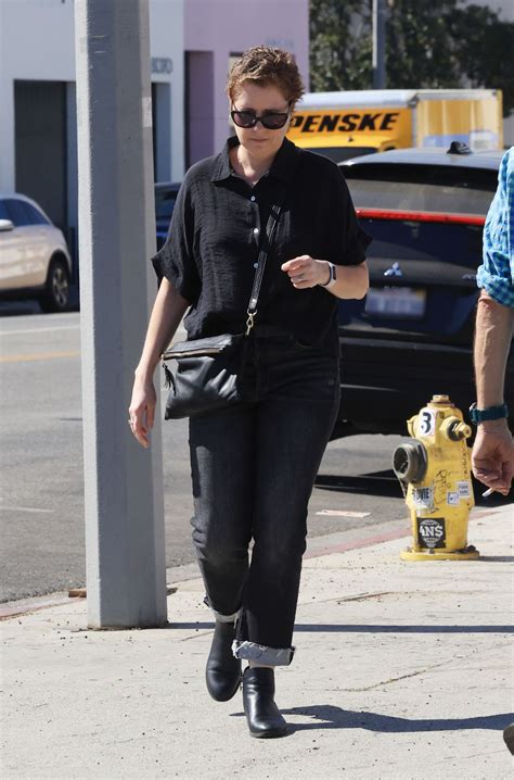 Casual Comfort Jenna Fischer Looks Chic In Black Jeans Blouse And Boots In LA 10 23 2024