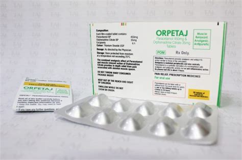 Paracetamol And Orphenadrine Citrate Tablets 450mg35mg
