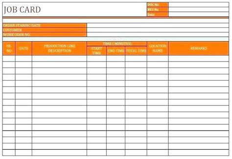 Free Job Card Template Excel Cards Design Templates