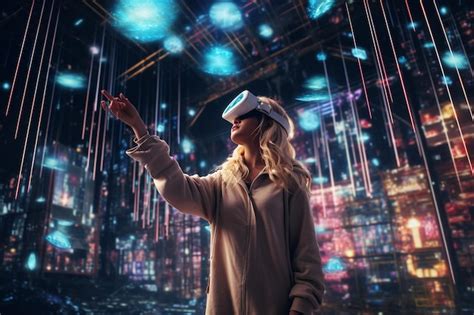 Premium Photo Woman Using Technology Of Augmented Reality