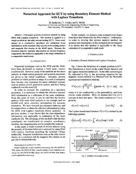 Pdf Numerical Approach For Ect By Using Boundary Element Method With