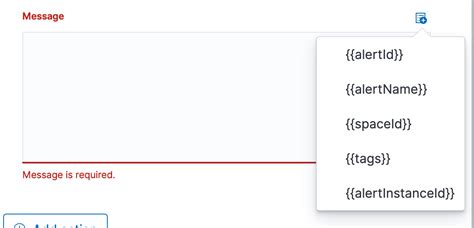 Metrics Alerts Define Actionvariables In The Alert Type · Issue
