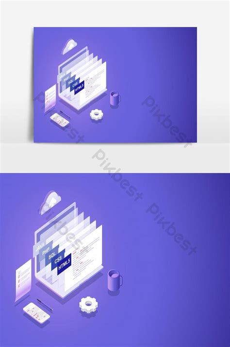 Processing Of Software And Programming Development Isometric Vector